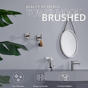KOKOSIRI Robe Hook Bathroom Towel Coat Hooks for Bath Kitchen Wall 2 Pack Brushed Nickel Stainless Steel B1013BR-P2