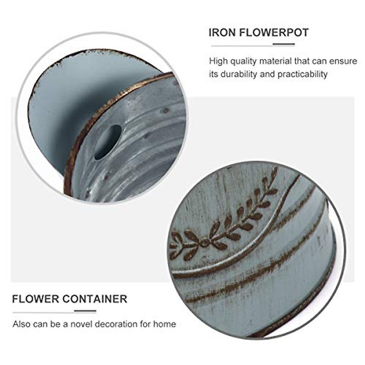 DOITOOL Metal Buckets Flower Pot Galvanized Tinplate Tin Pails Planter Pot Garden Container Vintage Bonsai Pot Pitcher Holder Farmhouse vase for Home Garden Dried Fresh Flower