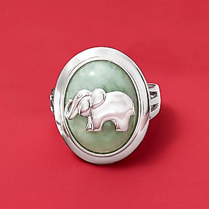 Ross-Simons Jade Elephant Ring in Sterling Silver. Size 7