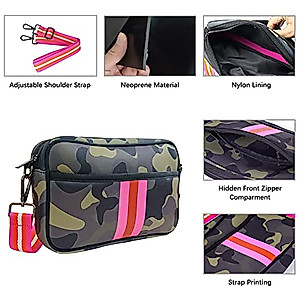 NIDOOT Crossbody Bags For Women,Neoprene Bag,Neoprene Crossbody Bag,Messenger Bag Neoprene Tote Bag, Women/Teenage Girls Gifts Ideas(Green Camouflage)