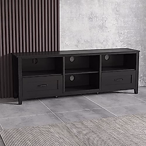 IANIYA 70.08 Inch TV Stand with Ample Storage Space and Sturdy Structure Design, Perfect for Living Room (Black-with Drawer)