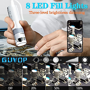 USB Digital Microscope, GUVOP 50X-1000X Handheld Pocket Microscopes Camera, 1080P HD Coin Microscope, Trichome Mini Camera Magnifier with 8 Adjustable LED, Compatible with Mac, PC View Windows- White