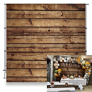Wood Backdrop for Party Photography Wooden Backdrop 8x8ft LFEEY Vinyl Rustic Brown Wood Photo Backdrop Vintage Wooden Floor Photoshoot Background Wood Plank Birthday Baby Shower Wedding Studio Props
