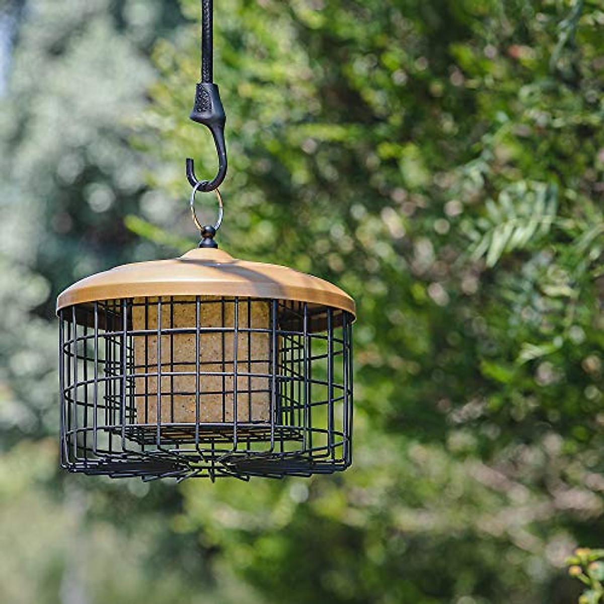 MEKKAPRO Bird Feeder Squirrel Proof with Hanging Metal Roof, Bird Feeder for Outside Wild Birds, Two Suet Capacity, Very Adaptable and Easy to Use Wild Bird Feeder, Caged Design