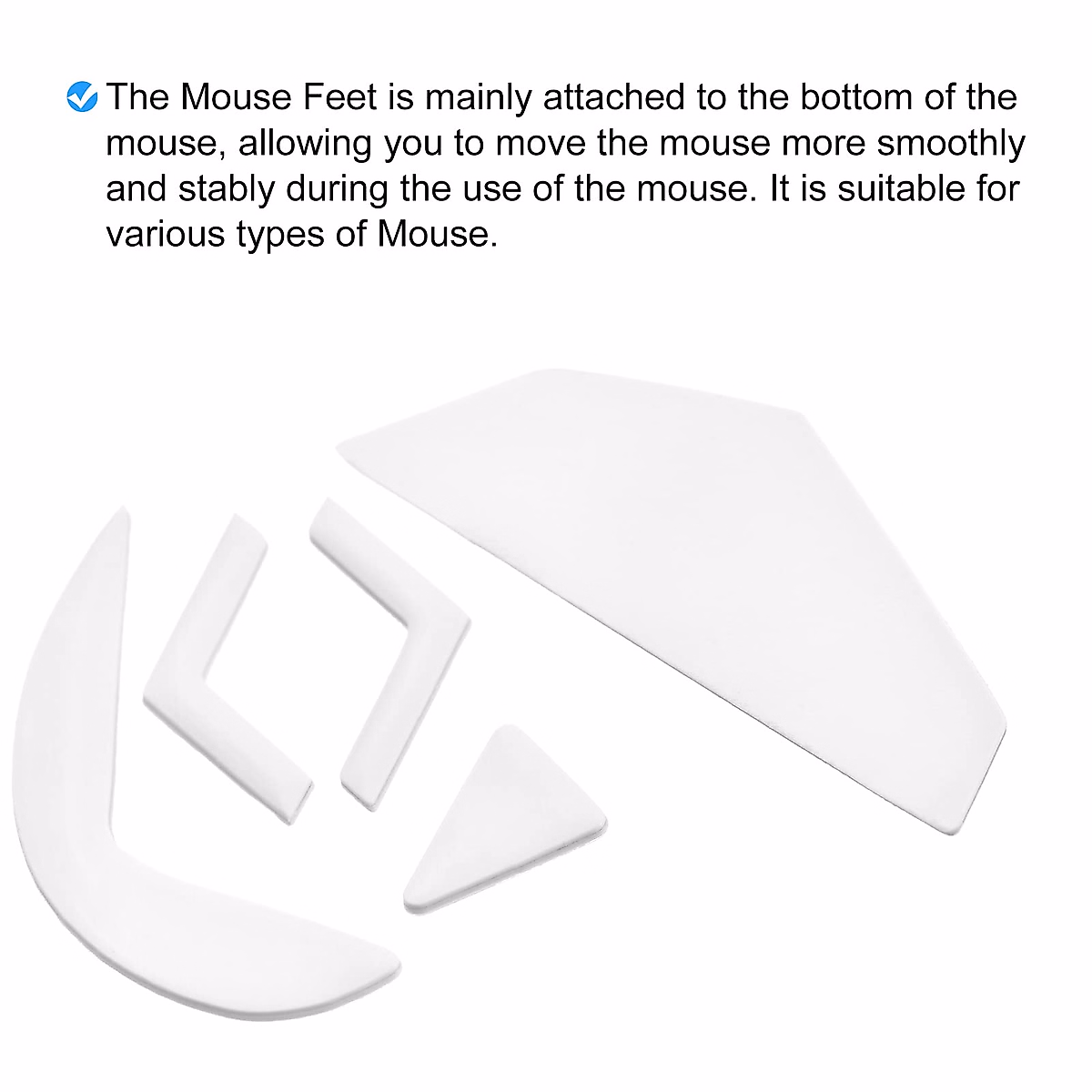 PATIKIL Rounded Curved Edges Mouse Feet Skates Pads 0.6mm w Cleaning Paper for G502 Wired Gaming Mouse Feet Replacement White 6Pcs/1 Set