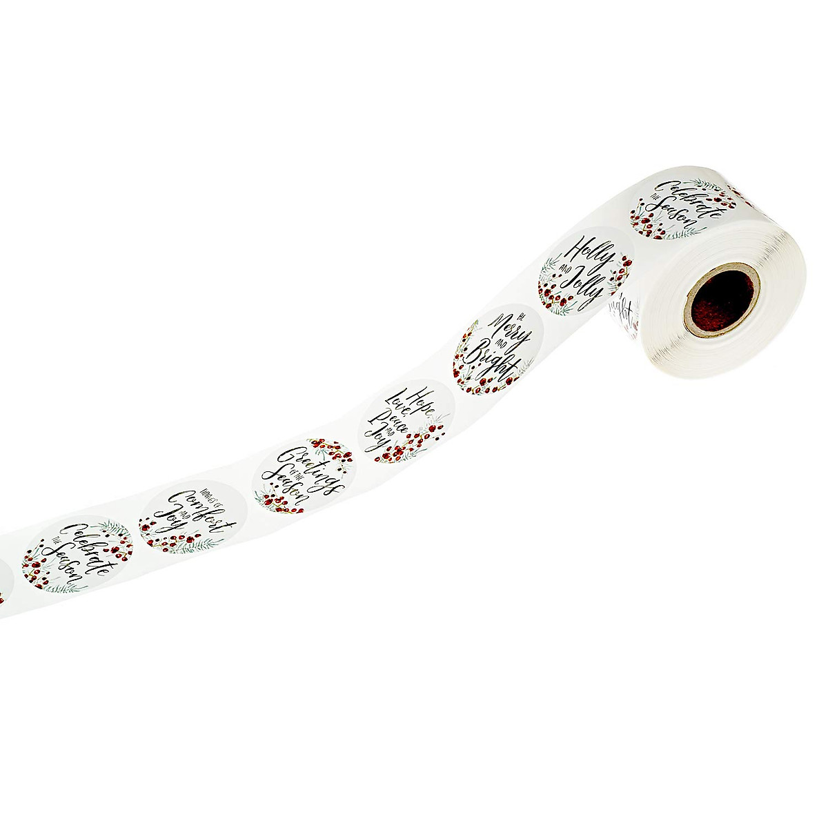 Holly Berry Holiday Stickers / 500 Greenery Greeting Card Envelope Seals / 6 Alternating Watercolor Christmas Sticker Designs / 1.5" Rustic Christmas Labels