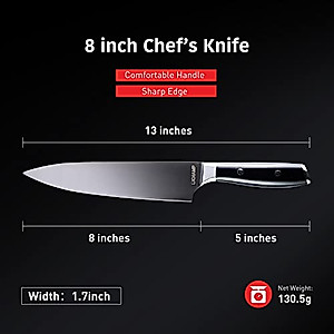 Lichamp Chef Knife, 8 inches Chefs Knife with Professional Forged Stainless Steel Blade and Riveted Handle