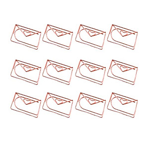 Operitacx 12pcs Cartoon Metal Binder Home Envelope Organizer Office Clip Bookmark Paper Kids Clamps Rose Gold Shape Creative for Adorable Document Gift Photo Holder File