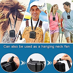 Koonie Portable Waist Fan, Strong Airflow 23H Working Time Hands-free Necklace Fan, Battery Powered 3-Speed Personal Fan 6000mAh for T-shirts, Jacket, Clothes, Fishing, Gardening, Climbing, Cycling