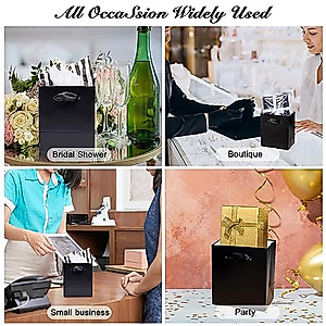 Plauthus 16 Pack Mini Black Gift Bags with Handles & Tissue Paper, Small Gift Bags Bulk for Wedding, Bridal, Birthday, Holiday (4.5” x4” x2.75”)