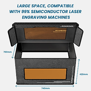 ATOMSTACK FB2 Laser Engraver Enclosure 30" X 29" X 17" with Exhaust Vent & Pipe, Fireproof Dustproof Foldable Protective Cover Odor Noise Reduction Eye Protection Compatible for Most Engraver Machines