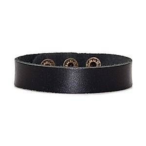 Mgutillart Punk Vintage Alloy Buckle Wristband Leather Cuff Bracelet(Black)