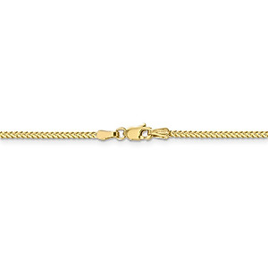 Solid 10k Yellow Gold 1.3mm Franco Bracelet - with Secure Lobster Lock Clasp 8"