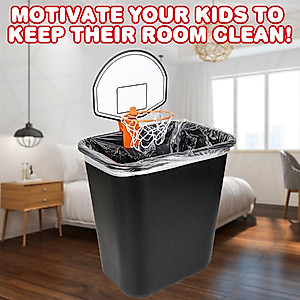 ArtCreativity Trash Can Basketball Set, Includes Clip-On Hoop with Backboard, Inflatable Ball and Pump, Fun Indoor Basketball Hoop for Kids, Office Toys for Adults, Great Birthday Gift Idea
