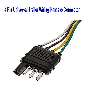 EXERAUO 4 Flat Wire Connector 32 inch 4 Pin Trailer Wire Plug Extension Hitch Light Trailer Wiring Harness Extender with Rubber Cab for RV Trailer Boat
