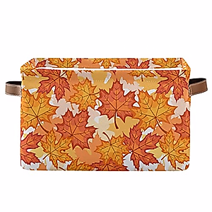 senya Thanksgiving Basket Fall Basket, Autumn Leaves Maple Leaf Foldable Fabric Collapsible Storage Bins Organizer Bag for Storage Toy Storage Pattern 12 One Size x1