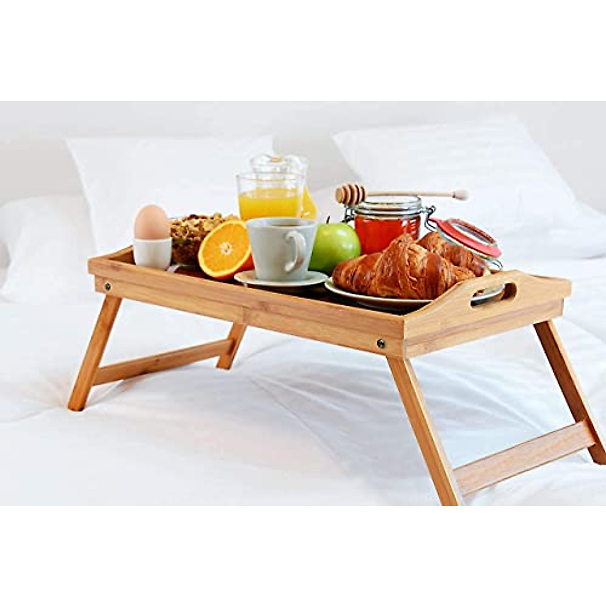 Artmeer Bed Tray Table with Folding Legs Wooden Serving Breakfast in Bed or Platter Tray,TV Table Laptop Computer Tray Snack Tray Large Size