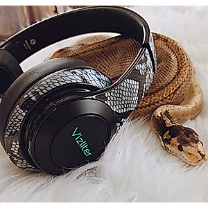 Vizliter Bluetooth Headphones, TWS Deep Bass Wireless Over-Ear Headset 5.0 with Built-in Mic LED Lights, Noise Cancelling (Snake)