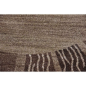 Unique Loom Del Mar Collection Area Rug-Transitional Inspired with Modern Contemporary Design, 6 ft x 6 ft, Light Brown/Beige