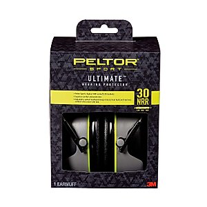 Peltor Sport Ultimate Hearing Protector, Noise Reduction Rating (NRR) 30 dB, Lightweight Design For Comfort & Extended Wear, Peltor Sport's Highest Noise Reducing Ear Muffs, Black/Grey (97042-PEL-6C)