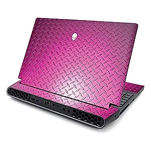 MightySkins Skin Compatible with Alienware Area-51M 17" (2019) - Pink Diamond Plate | Protective, Durable, and Unique Vinyl Decal wrap Cover | Easy to Apply| Made in The USA
