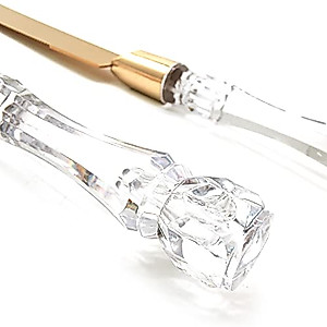dadop Wedding Cake Knife and Server Set - Stainless Steel Serving Utensils Cake Pizza Pie Cutter Tart Dessert Slicer Perfect for Wedding, Birthday, Parties and Events, 2 Set by Faux Crystal Handle