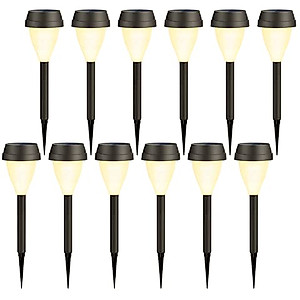 MAGGIFT 12 Pack Solar Powered Pathway Lights Outdoor Garden Lights, Waterproof Solar Landscape Lights for Lawn, Patio, Yard, Walkway, Deck, Driveway, Warm White