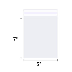 WEPOLY - 5" x 7" (100 Count) Clear Cellophane Bags - Self Sealing Cello Plastic Poly Bags- for A2 A4 A6 Cads & Envelopes, Bakey, Cookies, Candies