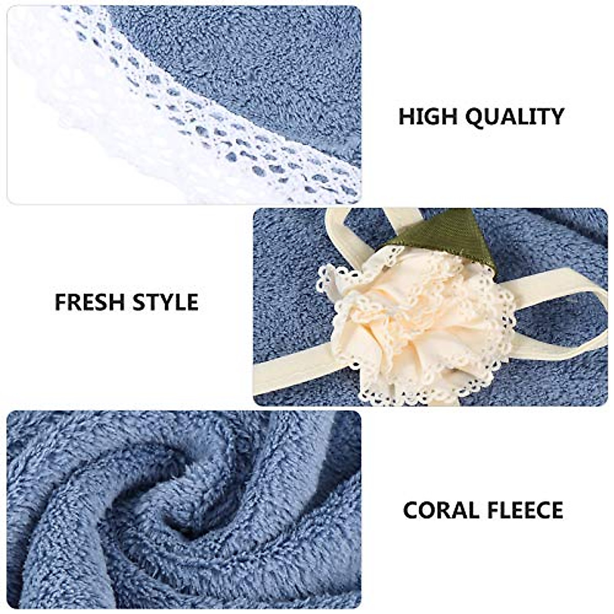 Hemoton Soft Hanging Hand Towel Bathroom Hand Towels with Hanging Loops Microfiber Lace Hand Towels Soft Absorbent Kitchen Hand Towels Hanging Blue