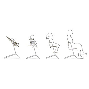 CYBEX LEMO 2 High Chair System, Grows with Child up to 209 lbs, One-Hand Height and Depth Adjustment, Anti-Tip Wheels Safety Feature - Sand White