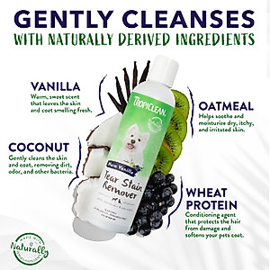 TropiClean Warm Vanilla Tear Stain Remover for Dogs | Tearless Blueberry Facial for Dogs | Ideal for White Dogs & All Other Coats | Cat Friendly | Made in the USA | 8 oz.