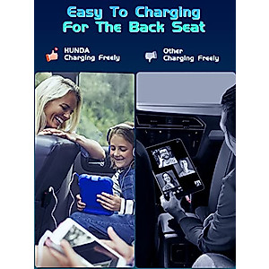 Car Charger USB C, 74W Fast USB Car Charger Adapter with PD 3.0/QC3.0 Type C Car USB Charger Multi Port with 6.3FT Cable for Front & Back Seat Fast Charging Compatible with iPhone, Samsung, IPad ect