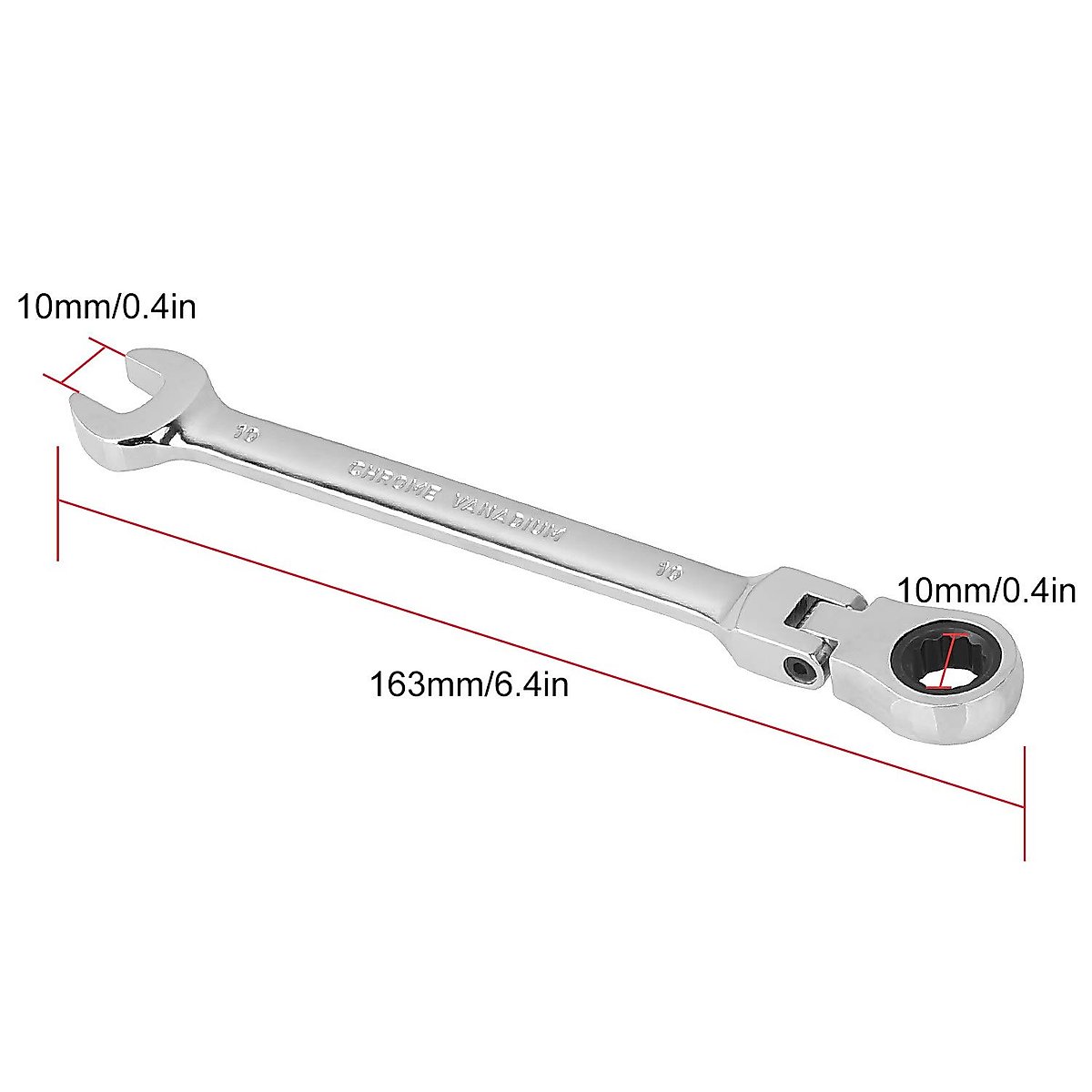 ABuff Flexible Head Ratcheting Wrench, 3 PCS 10 mm Ratcheting Box Wrench Set with 5° Movement and 72 Teeth for Projects with Tight Space