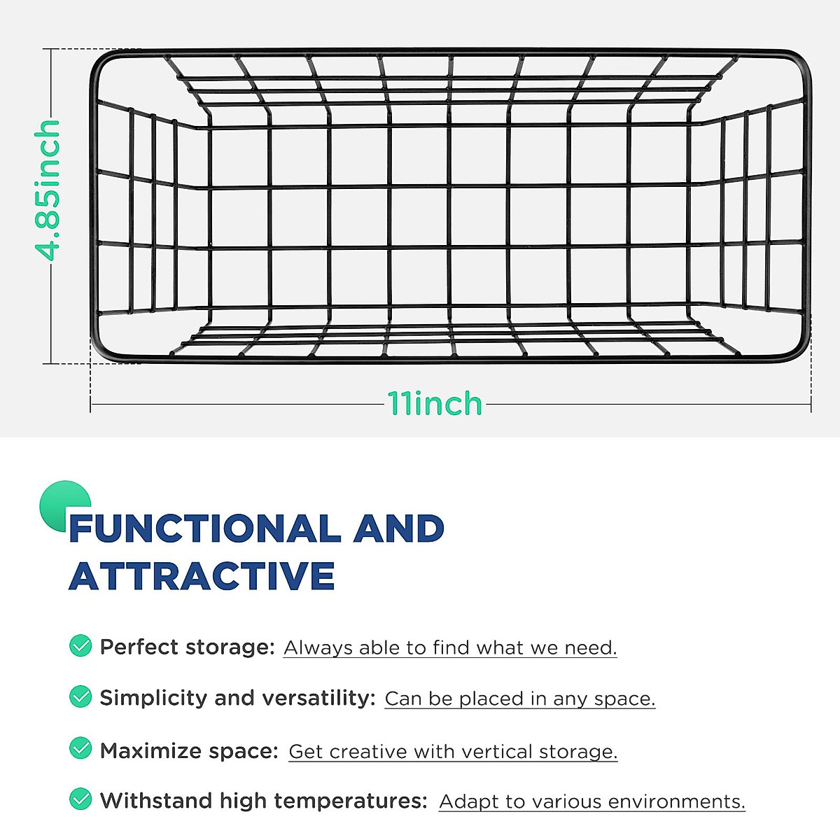 Ptinyiv 2 Pack Hanging Wall Basket Wire Storage Baskets, Adhesive Basket for Cabinet Door Organizer No Drilling, Hanging Fruit Baskets for Kitchen, Pantry Organization, Bathroom, Black