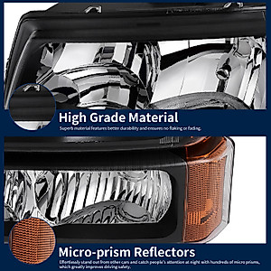 AUTOSAVER88 Headlight Assembly Compatible with 2003-2006 Chevy Silverado Avalanche 1500/2500/3500 Headlights Replacement(Not Fits Body Cladding Models)