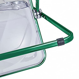 LeisureMod Lawrence Modern Transparent Acrylic Folding Chair with Metal Frame (Green)