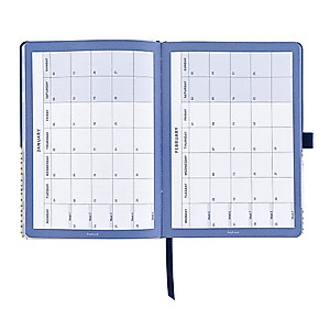 Busy B A5 2019 Stripe Design Busy Life Week to View Diary with Pockets and Dual Schedules