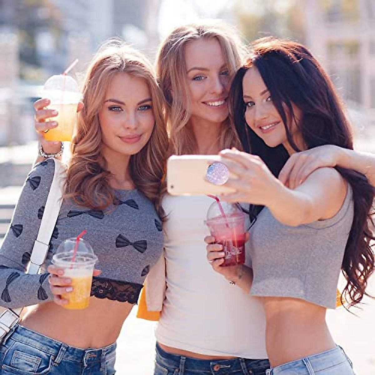 ZSDLHY Phone Stand Compatible with popsocket Phone/Tablets Grips for iPhone Android (3 Pack) - Purple Rose Black Striped Marble