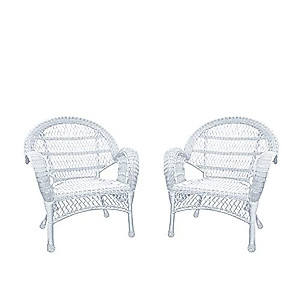 Jeco Set of 2 Wicker Chairs, White