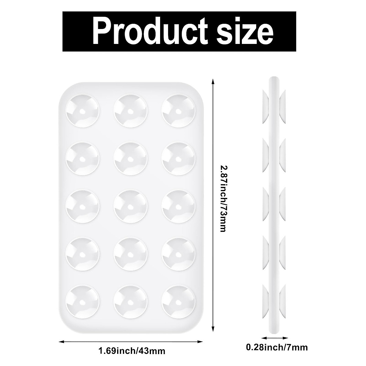 BOXOB Silicone Suction Cup Phone Holders, Double Sided Suction Cup Multipurpose Rectangle Phone Suction Mount for Car Mini Suction Cup Mat for Mobile Power Mobile Phones (White)