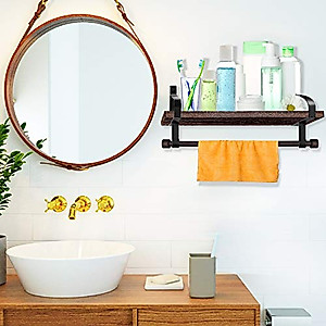 Floating Shelves Wall Mounted,100% Rustic Soild Wood Shelf Decor for Bathroom Bedroom Living Room Kitchen Office (Antique)