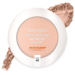 Neutrogena SkinClearing Mineral Acne-Concealing Pressed Powder Compact, Shine-Free & Oil-Absorbing Makeup with Salicylic Acid to Cover, Treat & Prevent Acne Breakouts, Nude 40, 38 oz (Pack of 2)