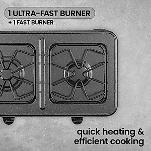 ABBA Double Burner Portable Propane StoveTop - Lightweight Alloy Steel Portable Stove - Stove for Camping, Patio & Outdoor Activities, 13.19" x 21.85" x 4.33" (Green or Black) (Black)