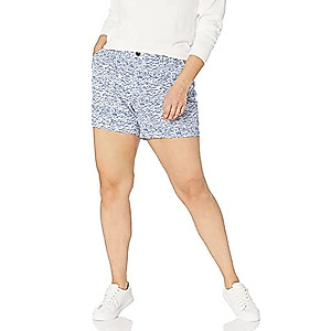 Amazon Essentials Women's 5 Inch Inseam Stretch Chino Short With Pockets (Available in Plus Size), Blue White Ripple Print, 20 Plus