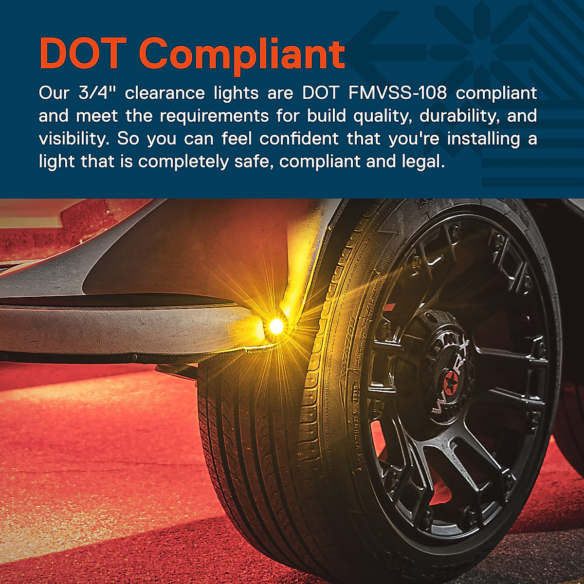 TRUE MODS 10pc 3/4" Inch Round Amber Trailer 12V LED Marker Light [3 Wire/DRL & Turn Signal] [DOT FMVSS 108] [SAE P2PC] [Semi-Spherical Output] [IP67 Waterproof] Small Marker Lights for Trailer Truck