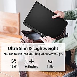 Portable Monitor, QQH 15.6" Portable Travel Monitor for Laptop 1080P FHD IPS Second Screen, Gaming Monitor, USB C HDMI External Monitor Display for Computer Phone PC MAC PS4 Switch, Foldable Kickstand