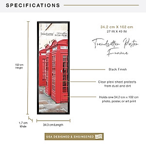 MCS Trendsetter 13.5x40 Poster Frame Black High-Gloss, Vertical & Horizontal Wall Hanging Large Picture Frame for Photos, Posters & Art Prints (1-Pack)
