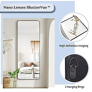 BEAUTYPEAK Black Full Length Mirror, 65"x22" Rounded Corner Floor Mirror Standing Hanging or Leaning Against Wall Dressing Room Mirror Full Length