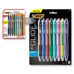 Bic Retractable Ballpoint Pens-Ball Point Pen,Ret,Rubber Grip,1.6mm,8/PK,Ast Barrel/Ast Ink
