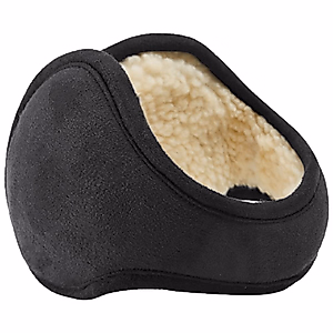 Caistre Winter Warm Outdoor Earmuffs, Foldable Ear Warmers Knit Furry Fleece Ear Muffs for Women Men